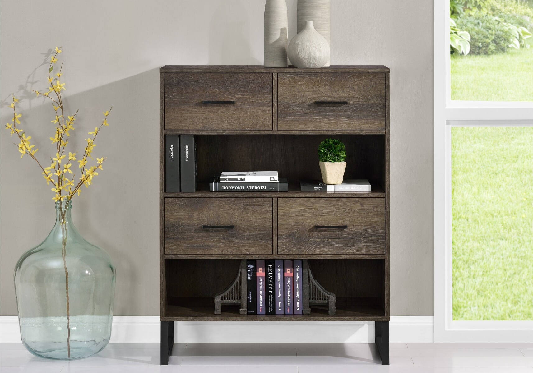 Dorel Candon Bookcase With Storage Drawers
