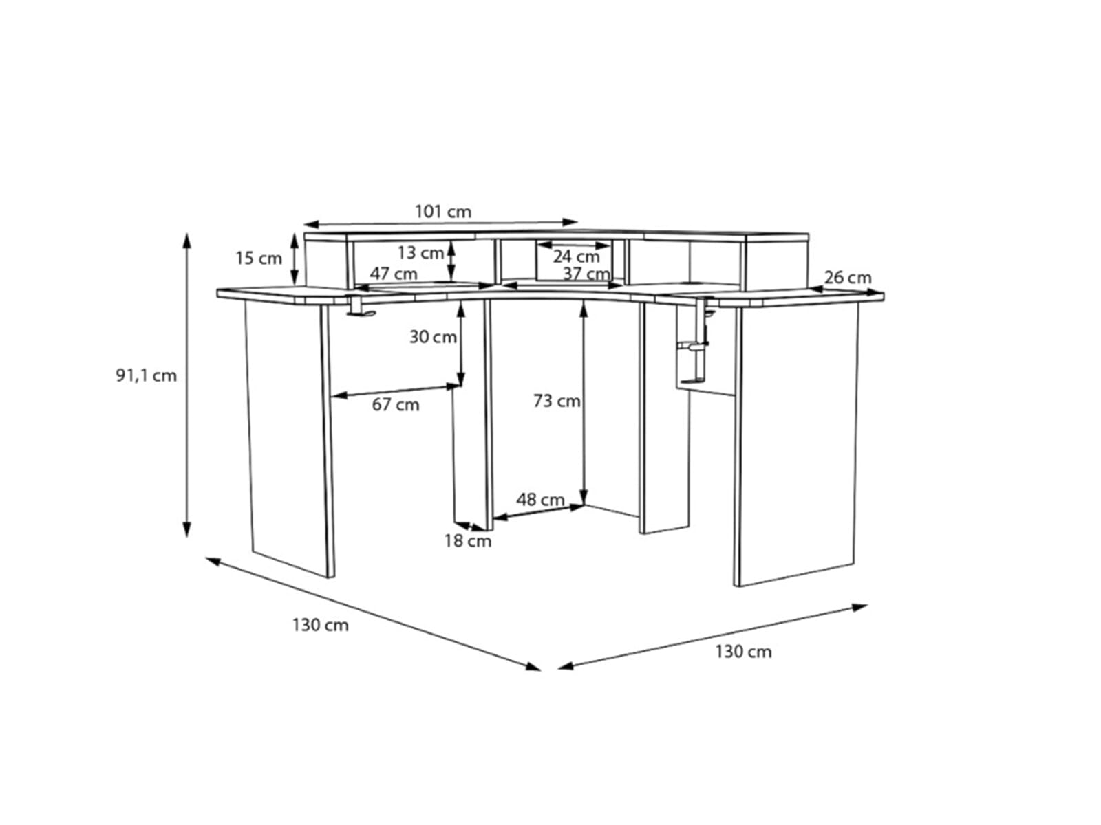 Recoil Topaz Compact Corner Gaming Desk